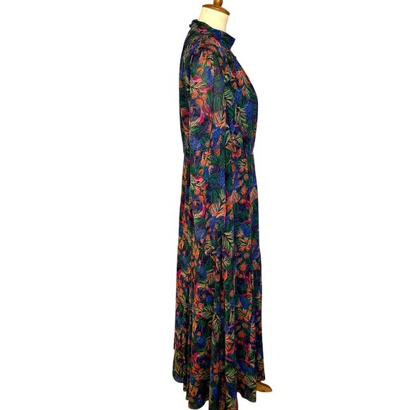 SALONI | Dresses | Saloni Floral Chiffon Midi Dress Size 2 Silk High ...